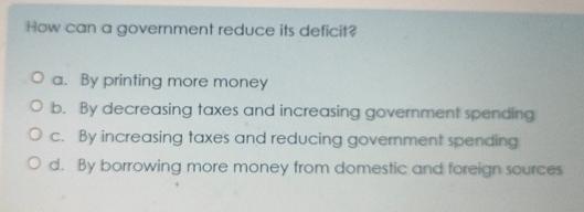 Solved How can a government reduce its deficit?a. ﻿By | Chegg.com