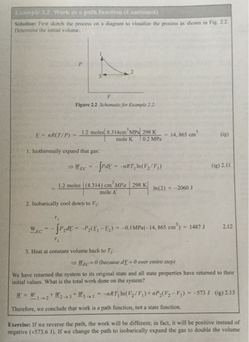 Solved Example 2.2 Work as a path function Consider 1.2 | Chegg.com