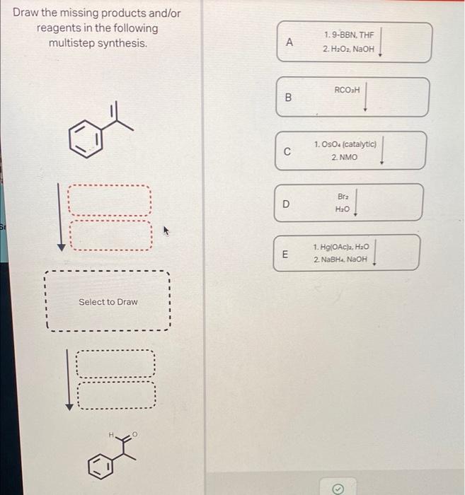 Solved Draw the missing products and/or reagents on the | Chegg.com