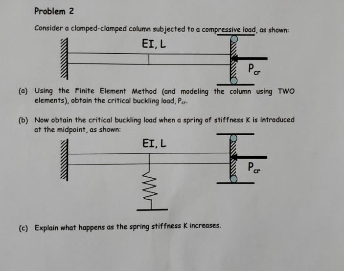 Solved Problem 2 Consider a clamped-clamped column subjected | Chegg.com Solved Problem 2 Consider a clamped-clamped column subjected | Chegg.com
