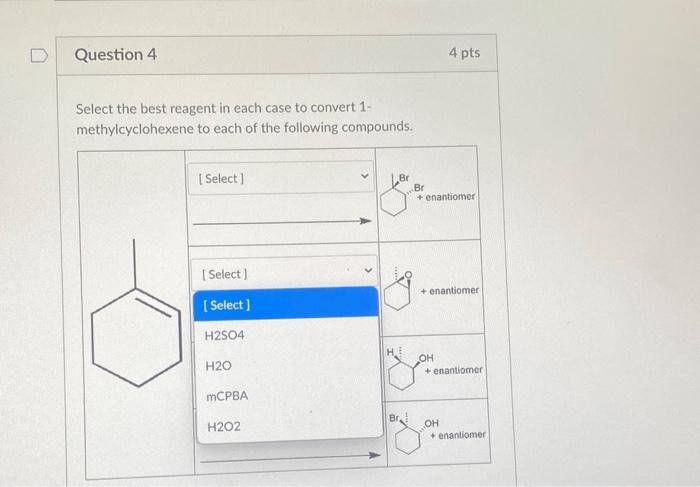 Solved Select the best reagent in each case to convert 1 | Chegg.com