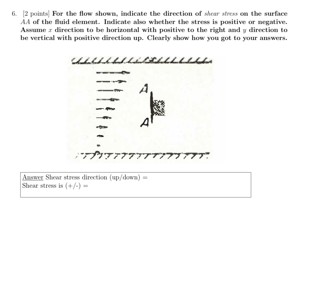 Solved [2 ﻿points] ﻿For the flow shown, indicate the | Chegg.com