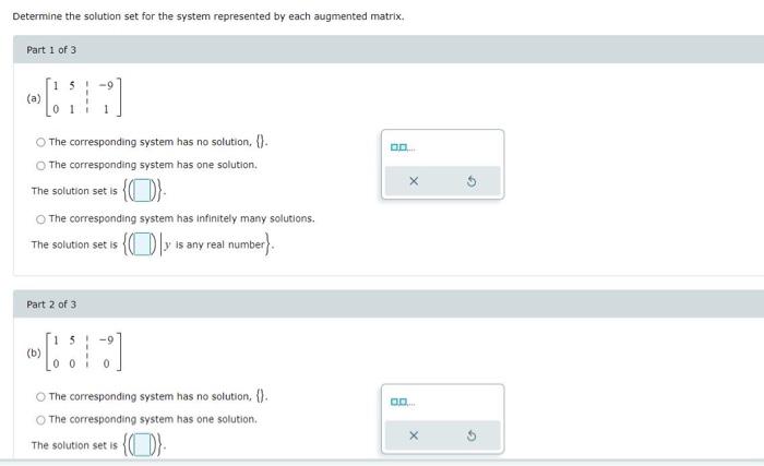 Solved Determine the solution set for the system represented | Chegg.com