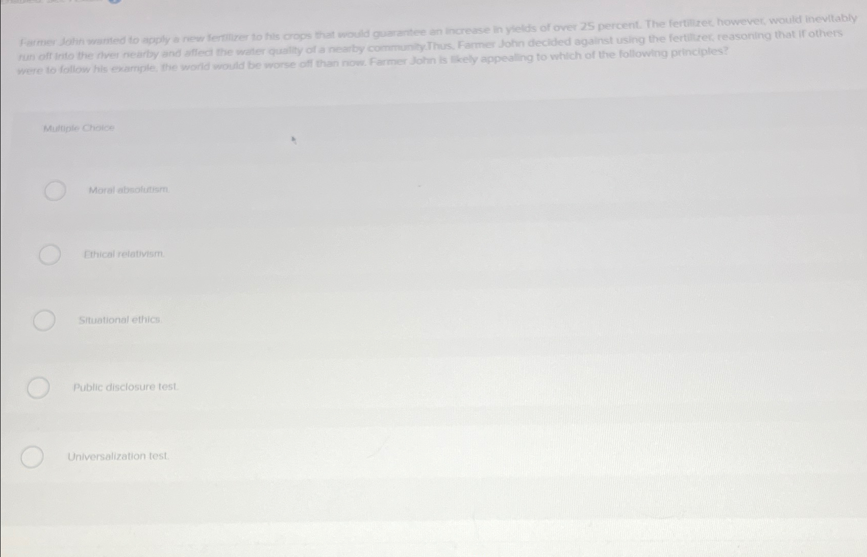 Solved fatmer loht wamed to apply a new fertilizer to his | Chegg.com