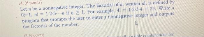 Solved 14. (6 points) Let n be a nonnegative integer. The | Chegg.com