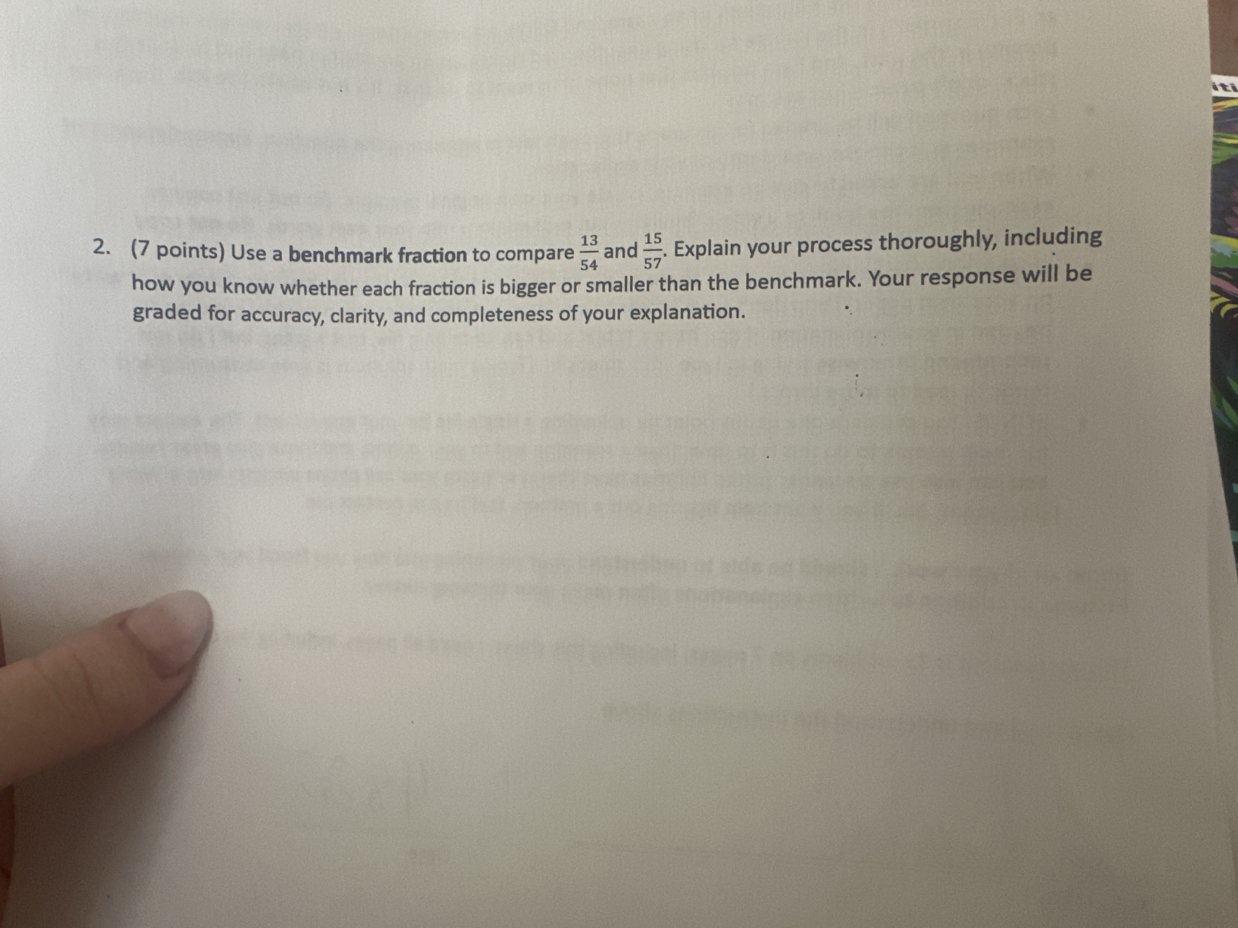 Solved 2. (7 ﻿points) ﻿Use a benchmark fraction to compare | Chegg.com
