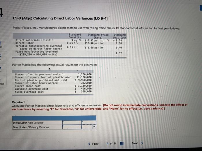 Solved 7 E9-9 (Algo) Calculating Direct Labor Variances (LO | Chegg.com