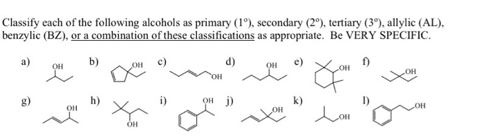Solved Classify each of the following alcohols as primary | Chegg.com