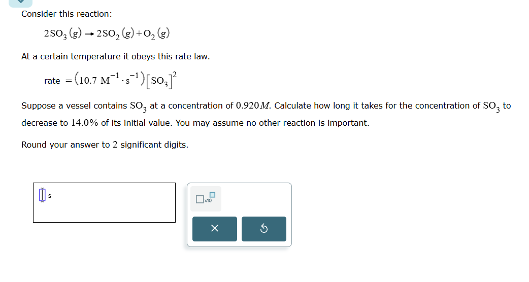 Solved Consider this reaction:2SO3(g)→2SO2(g)+O2(g)At ﻿a | Chegg.com