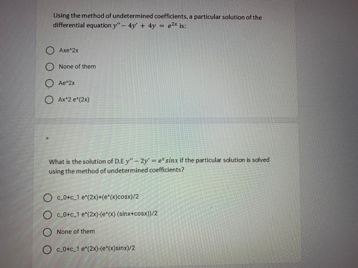 Using the method of undetermined coefficients, a | Chegg.com
