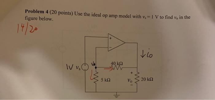 Solved Problem 4 (20 points) Use the ideal op amp model with | Chegg.com