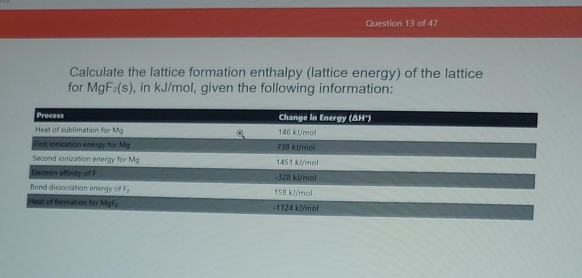 Solved Calculate the lattice formation enthalpy (lattice | Chegg.com Solved Calculate the lattice formation enthalpy (lattice | Chegg.com