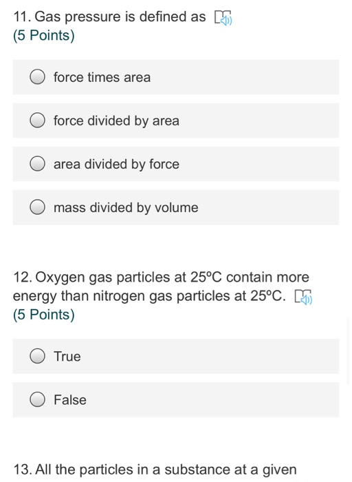 Solved 1. Which of the following properties of a gas is | Chegg.com