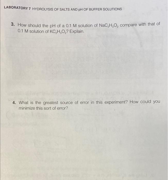 Solved LABORATORY 7 HYDROLYSIS OF SALTS AND PH OF BUFFER | Chegg.com