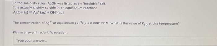 Solved In the solubility rules, AgoH was listed as an | Chegg.com