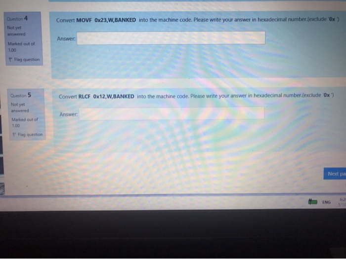 Solved Convert MOVE Ox23,W,BANKED into the machine code. | Chegg.com