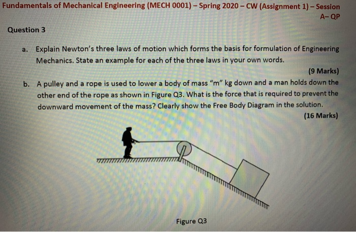 Solved Fundamentals of Mechanical Engineering (MECH 0001) - | Chegg.com