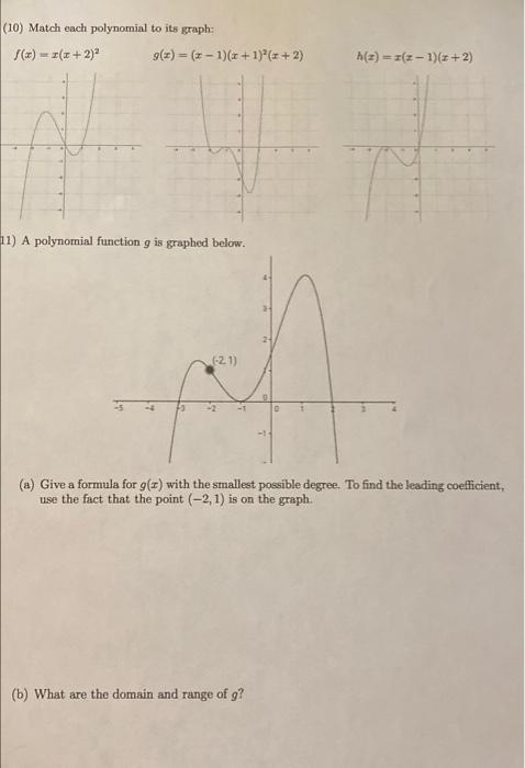 Solved (10) Match each polynomial to its graph: f(x)= x(x + | Chegg.com
