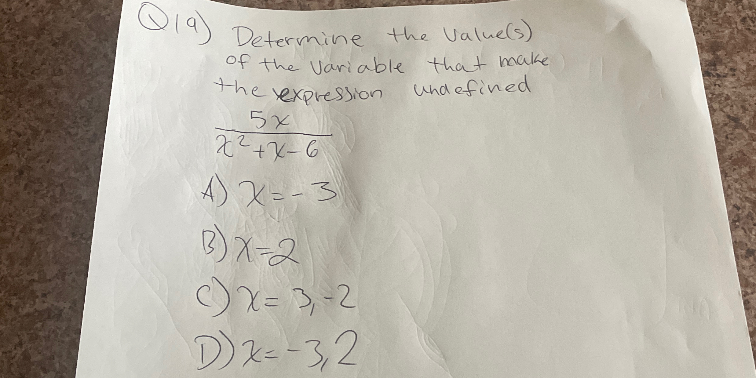 Solved Q19) ﻿Determine the value(s) ﻿of the variable that | Chegg.com