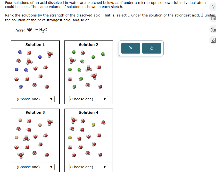 Solved Four solutions of an acid dissolved in water are | Chegg.com