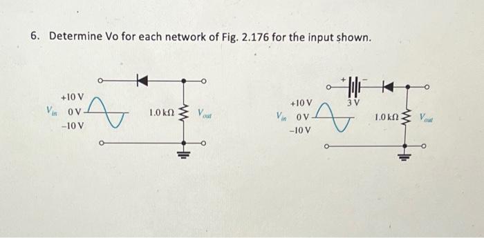 Solved 6. Determine Vo for each network of Fig. 2.176 for | Chegg.com