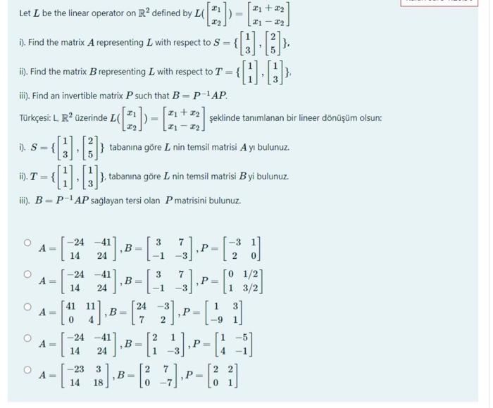 Solved Let L be the linear operator on R2 defined by | Chegg.com