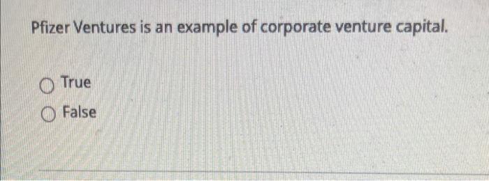 Solved Pfizer Ventures is an example of corporate venture | Chegg.com