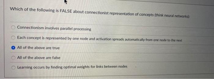 Solved Which of the following is FALSE about connectionist | Chegg.com