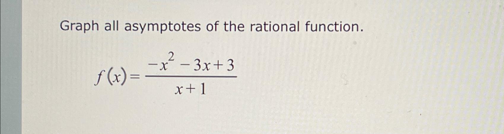 Solved Graph all asymptotes of the rational | Chegg.com