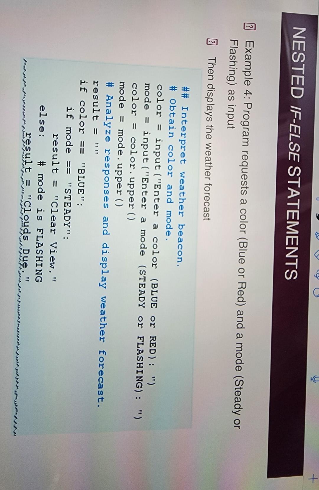 Solved Example 4: Program requests a color (Blue or Red) and | Chegg.com