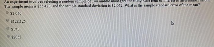 Solved An experiment involves selecting a random sample of | Chegg.com