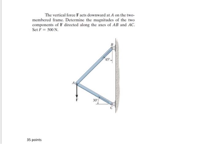 Solved The vertical force F acts downward at A on the | Chegg.com
