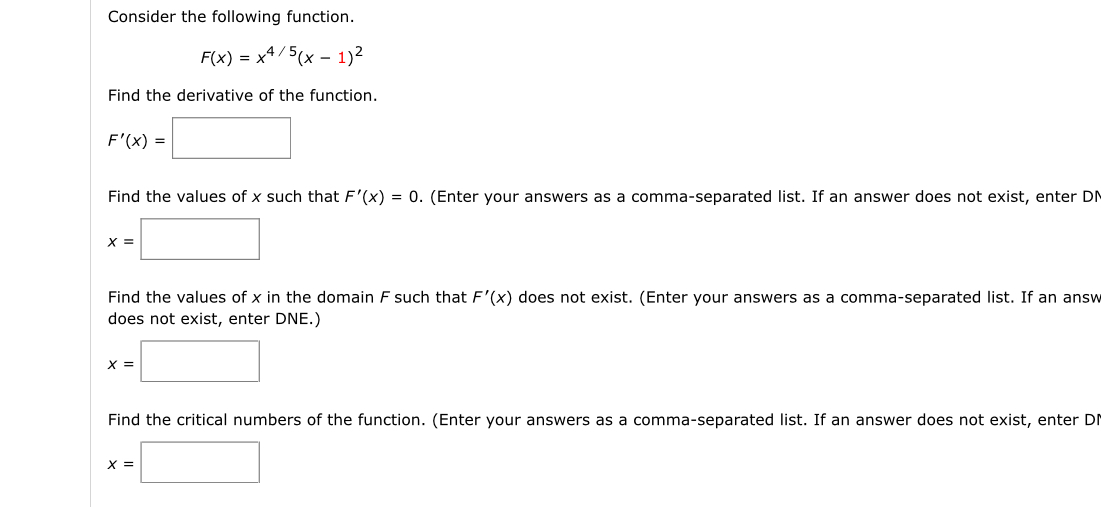 Solved Consider The Following Function F X X45 X 1 2find