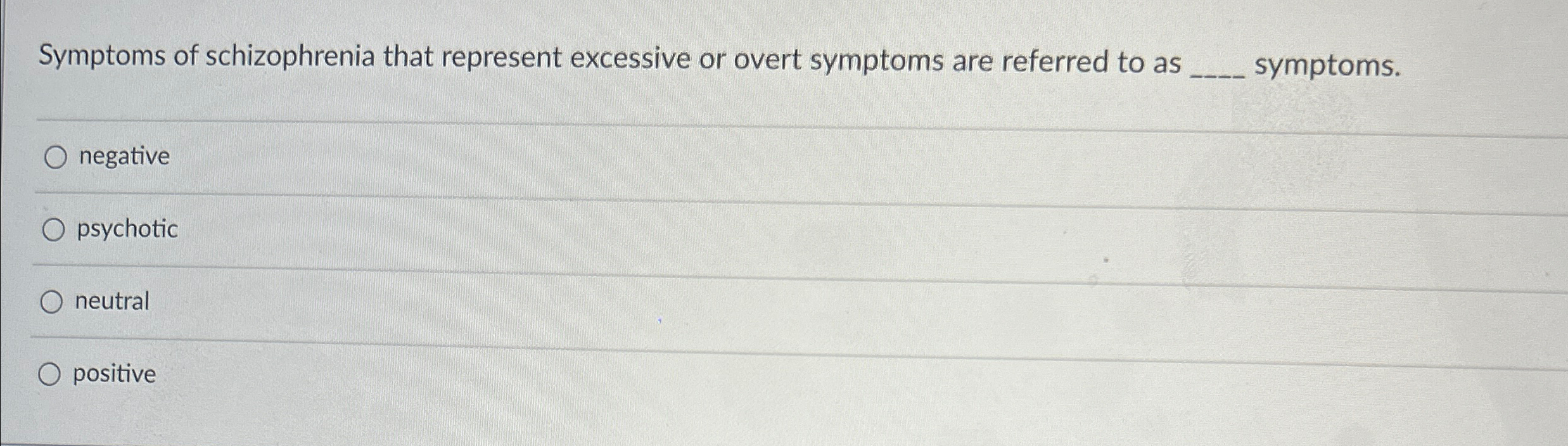 Solved Symptoms of schizophrenia that represent excessive or | Chegg.com