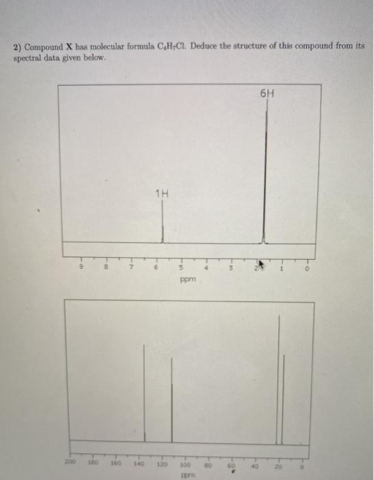 Solved 2) Compound X has molecular formula C H Cl. Deduce | Chegg.com