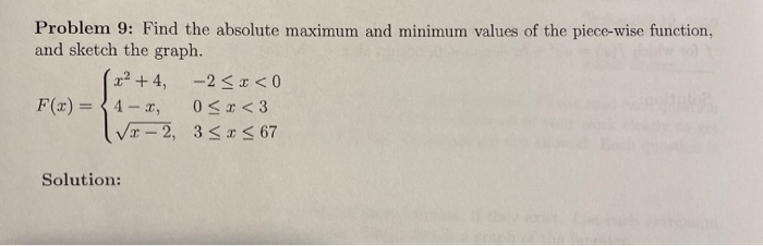 Solved Problem 9 Find The Absolute Maximum And Minimum