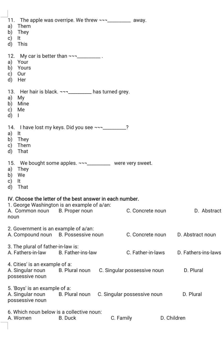 Solved I. Write the correct verb to be used in the sentence. | Chegg.com