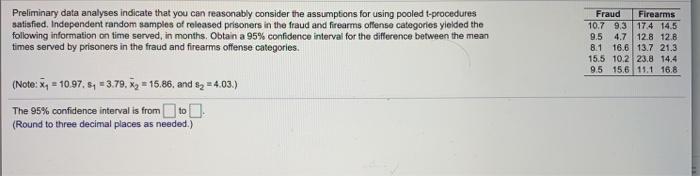 Solved Preliminary data analyses indicate that you can | Chegg.com
