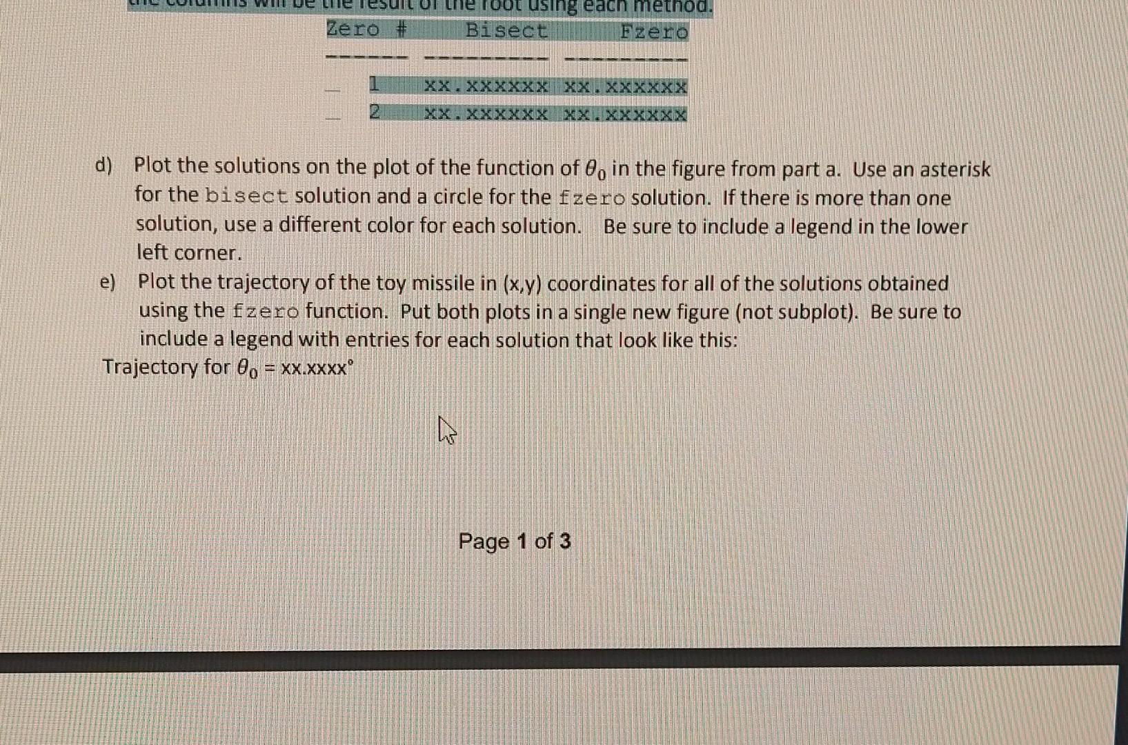 Solved 1) Trajectory of a toy missile The trajectory of a | Chegg.com