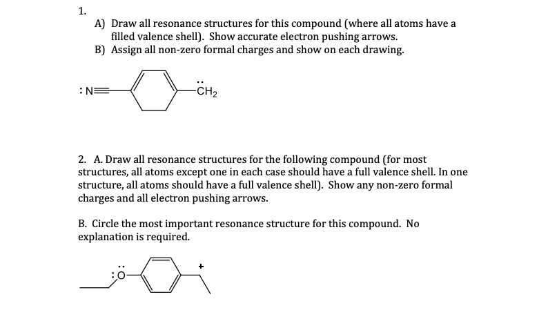 Solved A) ﻿Draw all resonance structures for this compound | Chegg.com