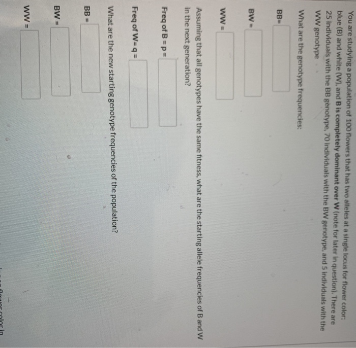 Solved You are studying a population of 100 flowers that has | Chegg.com