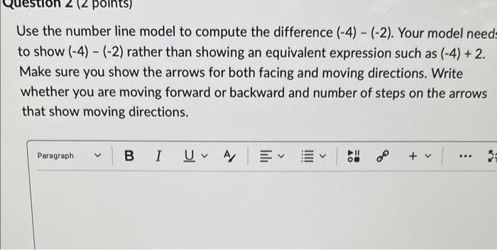 Solved 2 (2 points) Use the number line model to compute the | Chegg.com