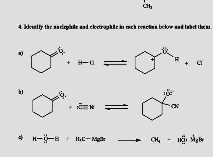 Solved 4. Identify the nuclephile and electrophile in each | Chegg.com