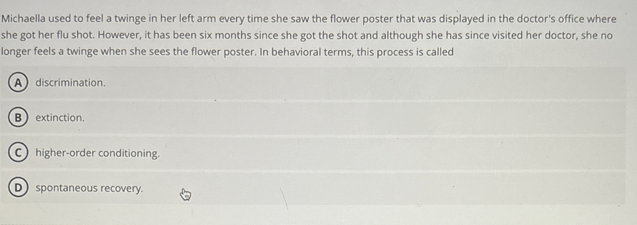 Solved Michaella used to feel a twinge in her left arm every | Chegg.com