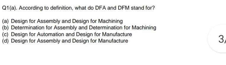 Solved Q1(a). According to definition, what do DFA and DFM | Chegg.com