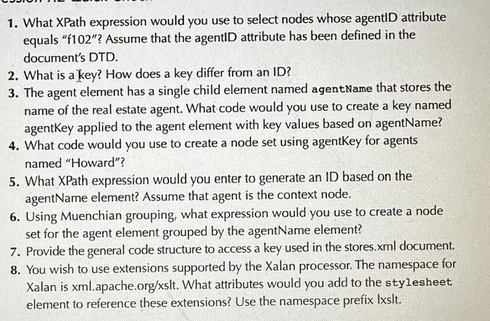 Solved 1. What XPath expression would you use to select | Chegg.com