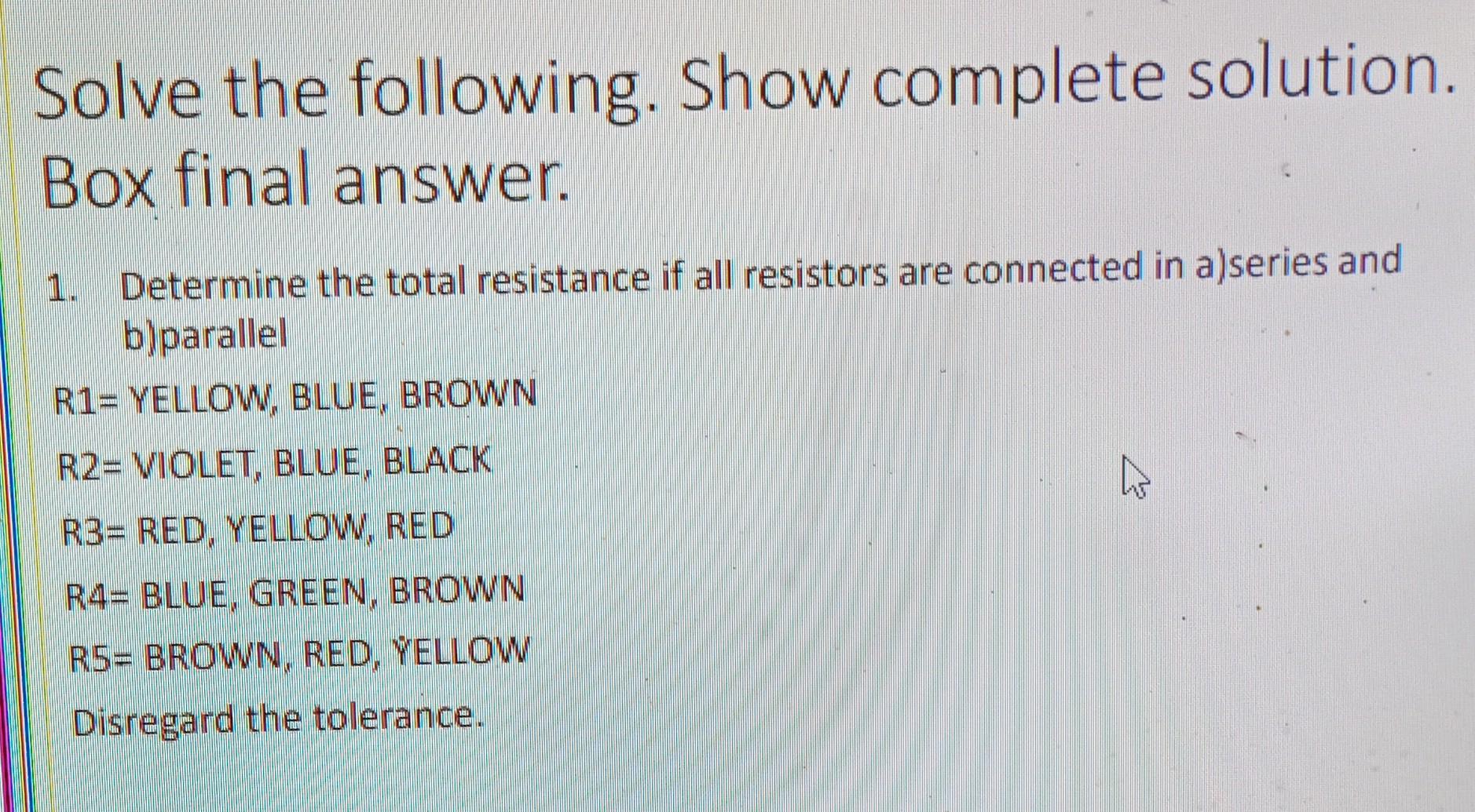 Solved Solve the following. Show complete solution. Box | Chegg.com