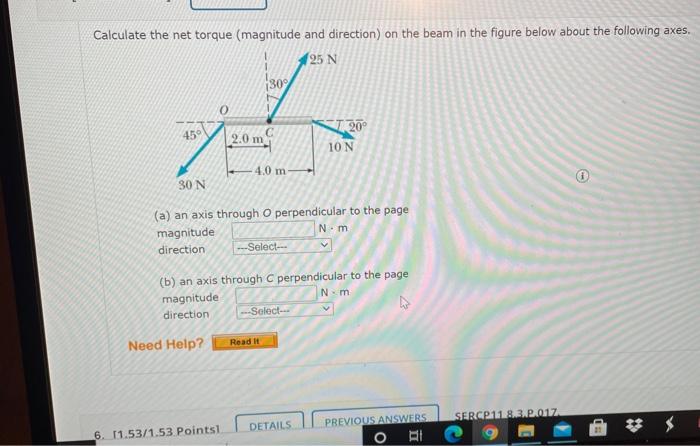 Solved Calculate the net torque (magnitude and direction) on | Chegg.com