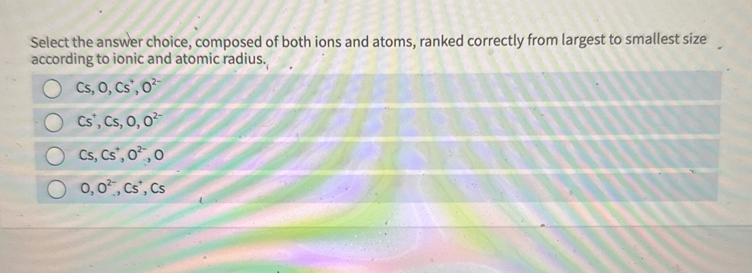 Solved Select the answer choice, composed of both ions and | Chegg.com