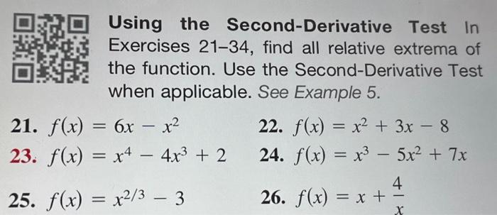 Using the Second-Derivative Test in Exercises 21-34, | Chegg.com